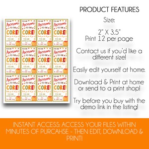 EDITABLE You Are Awesome to the Core Caramel Apple Gift Tag | Rectangle ...