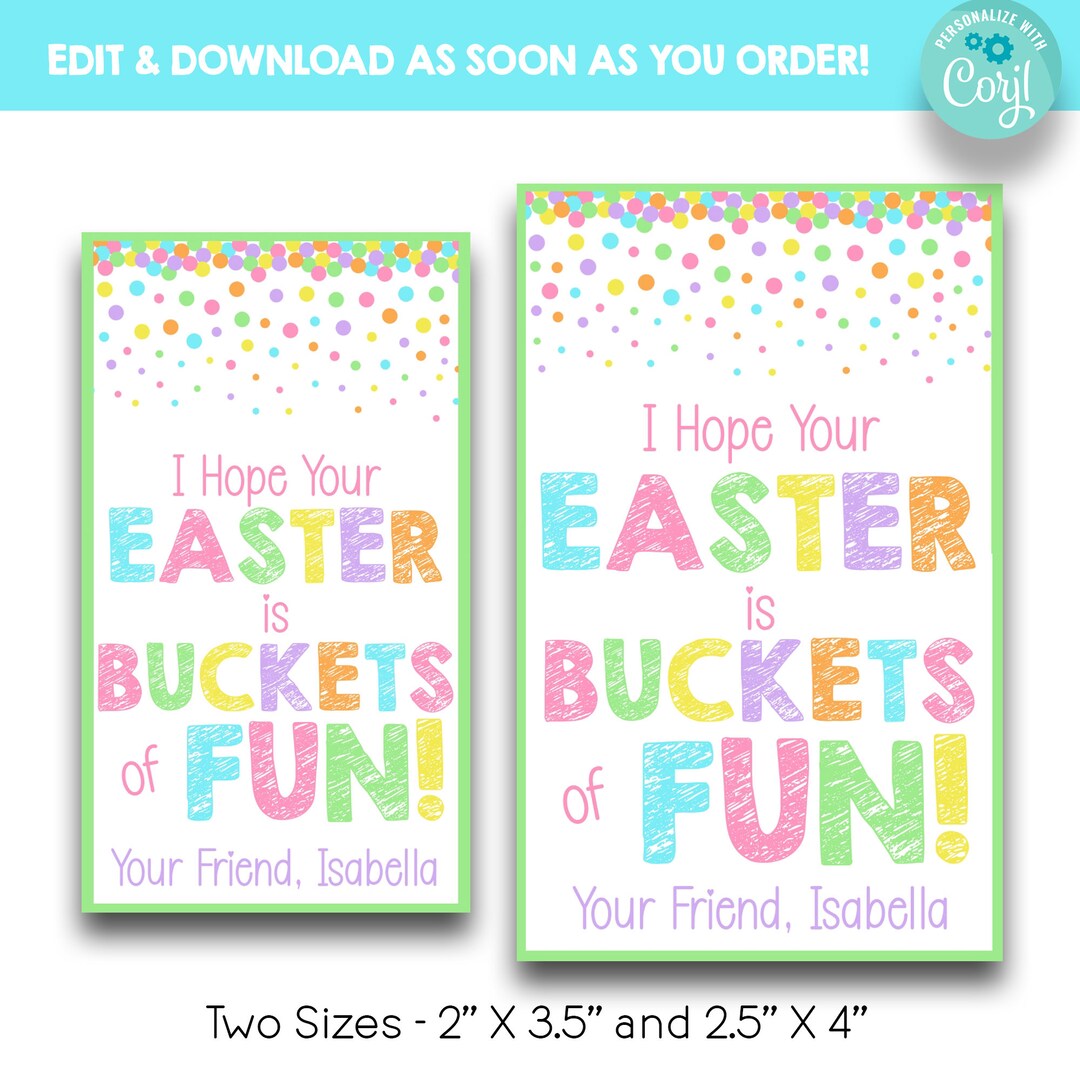 EDITABLE I Hope Your Easter is Buckets of Fun Treat Bag Tags | Beach ...