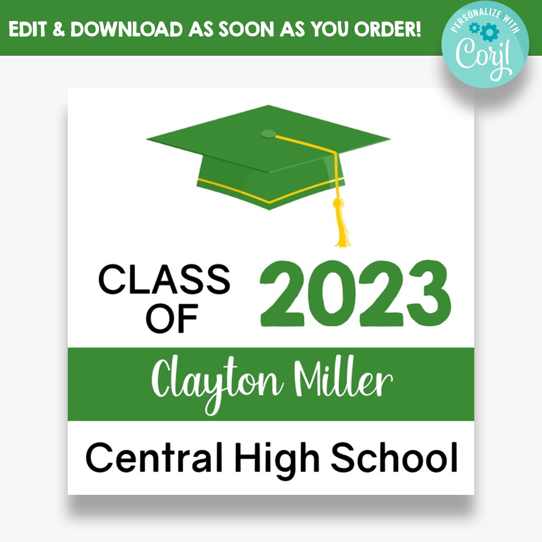 INSTANT DOWNLOAD - Editable/printable Square Green Graduation Party ...