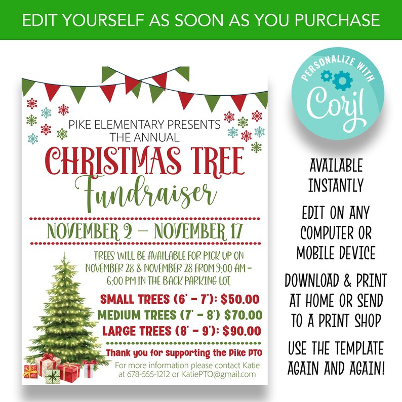 EDITABLE Christmas Tree Fundraiser Flyer Christmas Tree Sale - Etsy