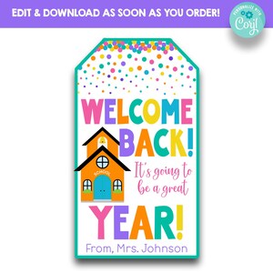 EDITABLE Pastel Welcome Back to School Kid's Treat Bag Tags | First Day ...