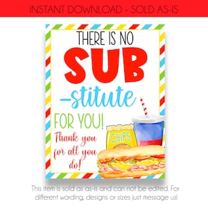 INSTANT DOWNLOAD | There's No Sub-stitute for You Appreciation Luncheon ...