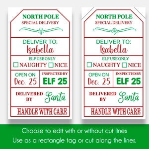 EDITABLE Santa Gift Tags | North Pole Santa Gift Tags for Kids ...