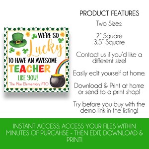 EDITABLE We're Lucky to Have an Awesome Teacher St. Patrick's Day Gift ...