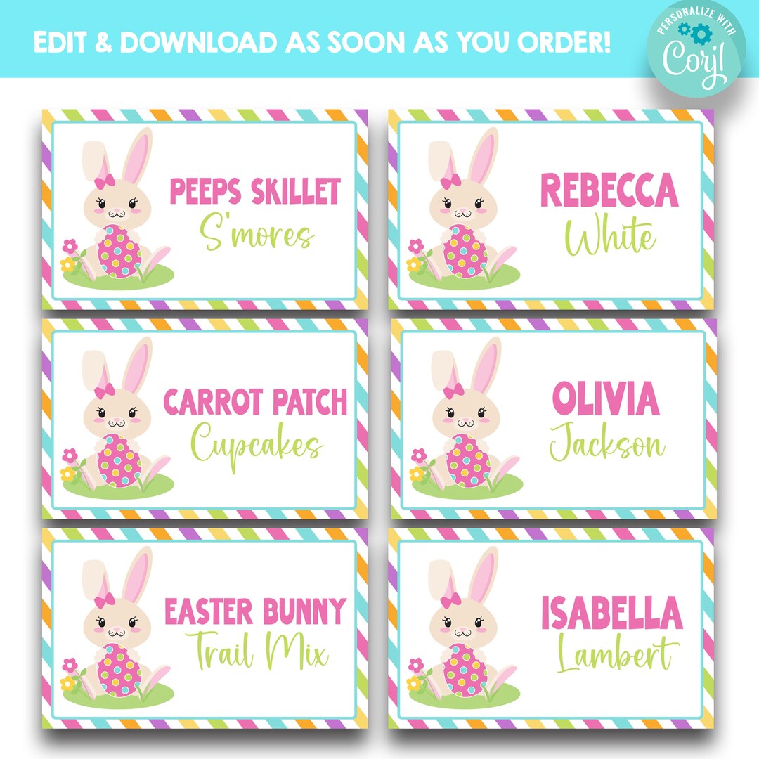 EDITABLE Easter Food Tents | Easter Bunny Place Cards | Easter Party ...