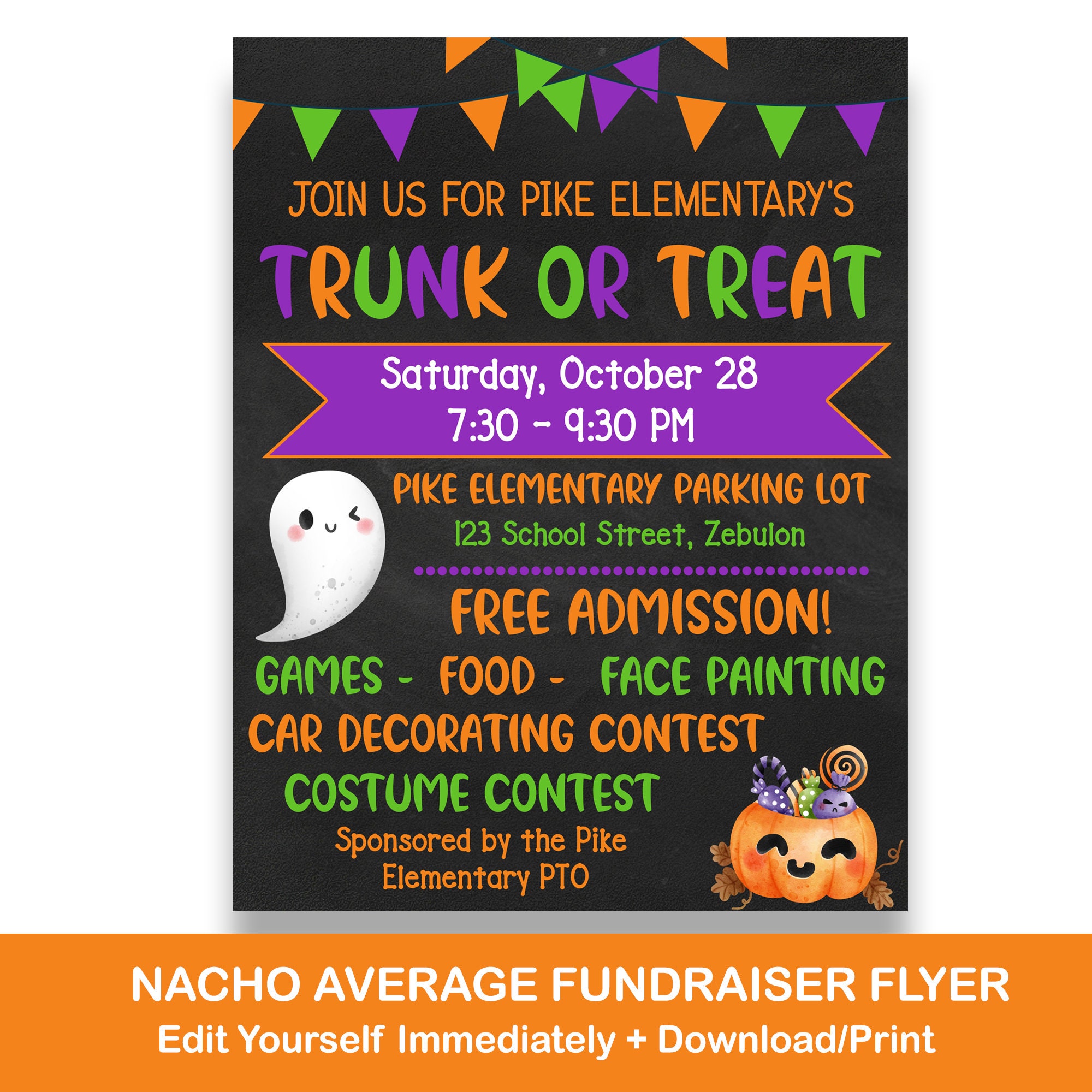 Editable Trunk or Treat Flyer School or Church Halloween - Etsy