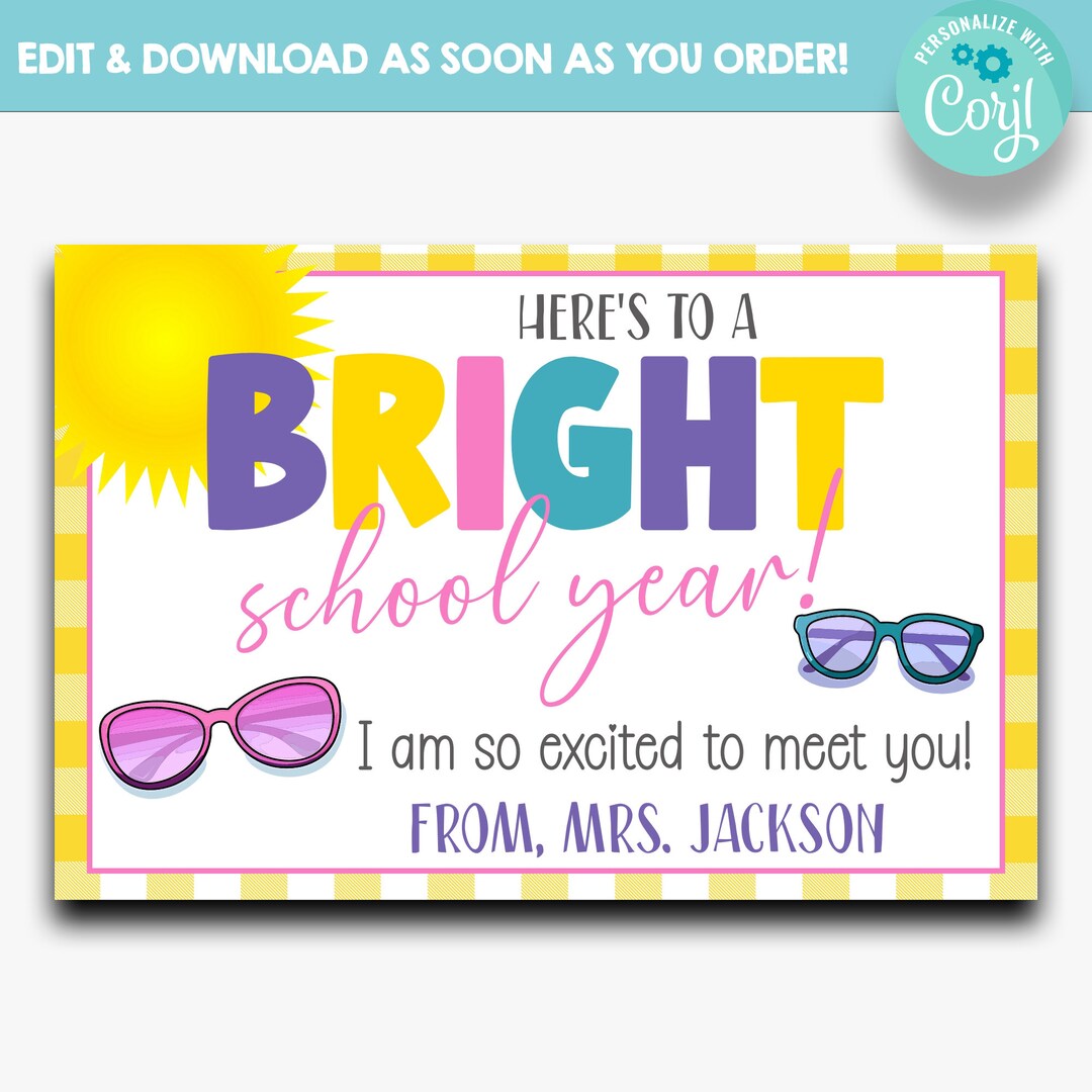 EDITABLE Here's to a Bright Year Back to School Postcard From Teacher ...