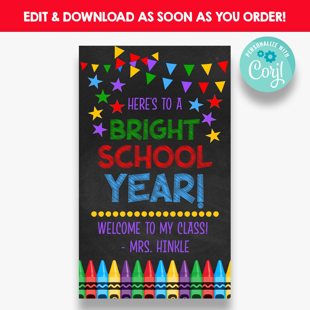 Editable Chalkboard Back to School Here's to a Bright Year Tags ...