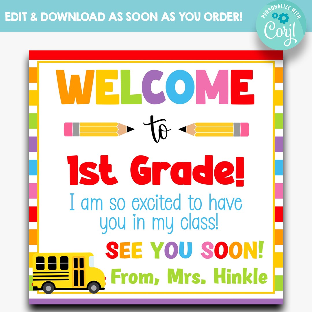 EDITABLE Welcome Back to School Square Favor Tag for Any Grade | Back ...