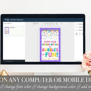 EDITABLE Pastel Hope Your Spring Break is Bubbles of Fun Treat Bag Tags ...