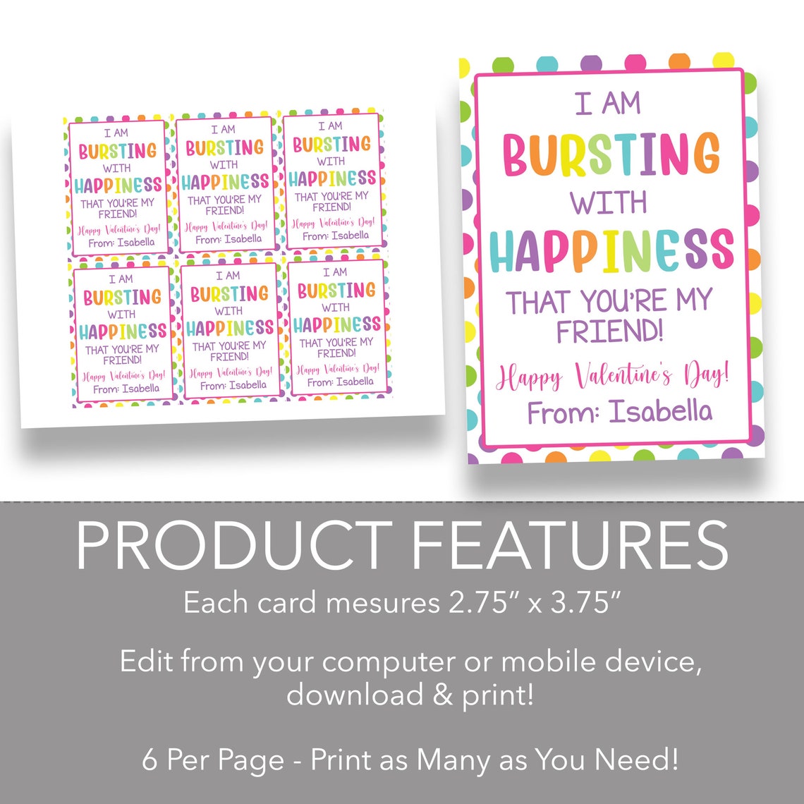 INSTANT DOWNLOAD EDITABLE Starburst Kids Valentine's | Etsy