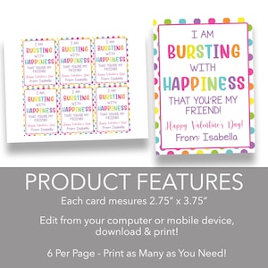 INSTANT DOWNLOAD | EDITABLE Starburst Kids Valentine's Cards | Bursting ...