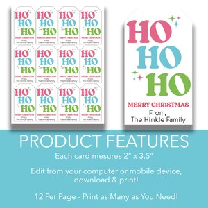 EDITABLE Ho Ho Ho Retro Merry Christmas Gift Tags | Editable Christmas ...