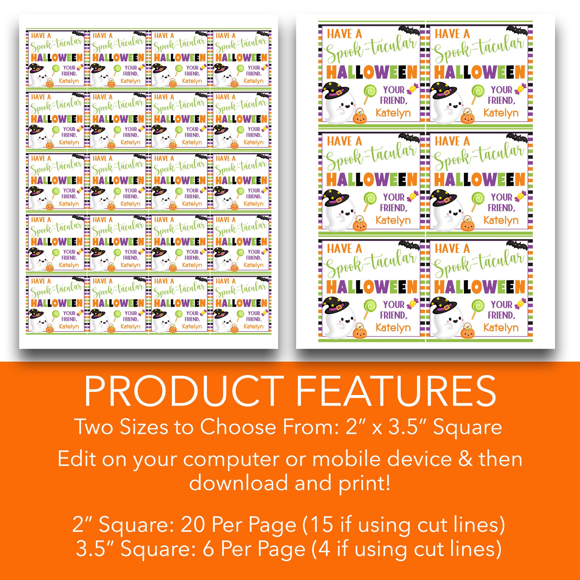 EDITABLE Have a Spook-tacular Halloween Treat Tags Kids - Etsy