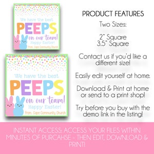 EDITABLE We Have the Best Peeps on Our Team Easter Appreciation Favor ...