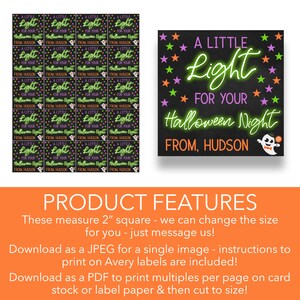 EDITABLE A Little Light for Your Halloween Night Treat Tag | Glow Stick ...
