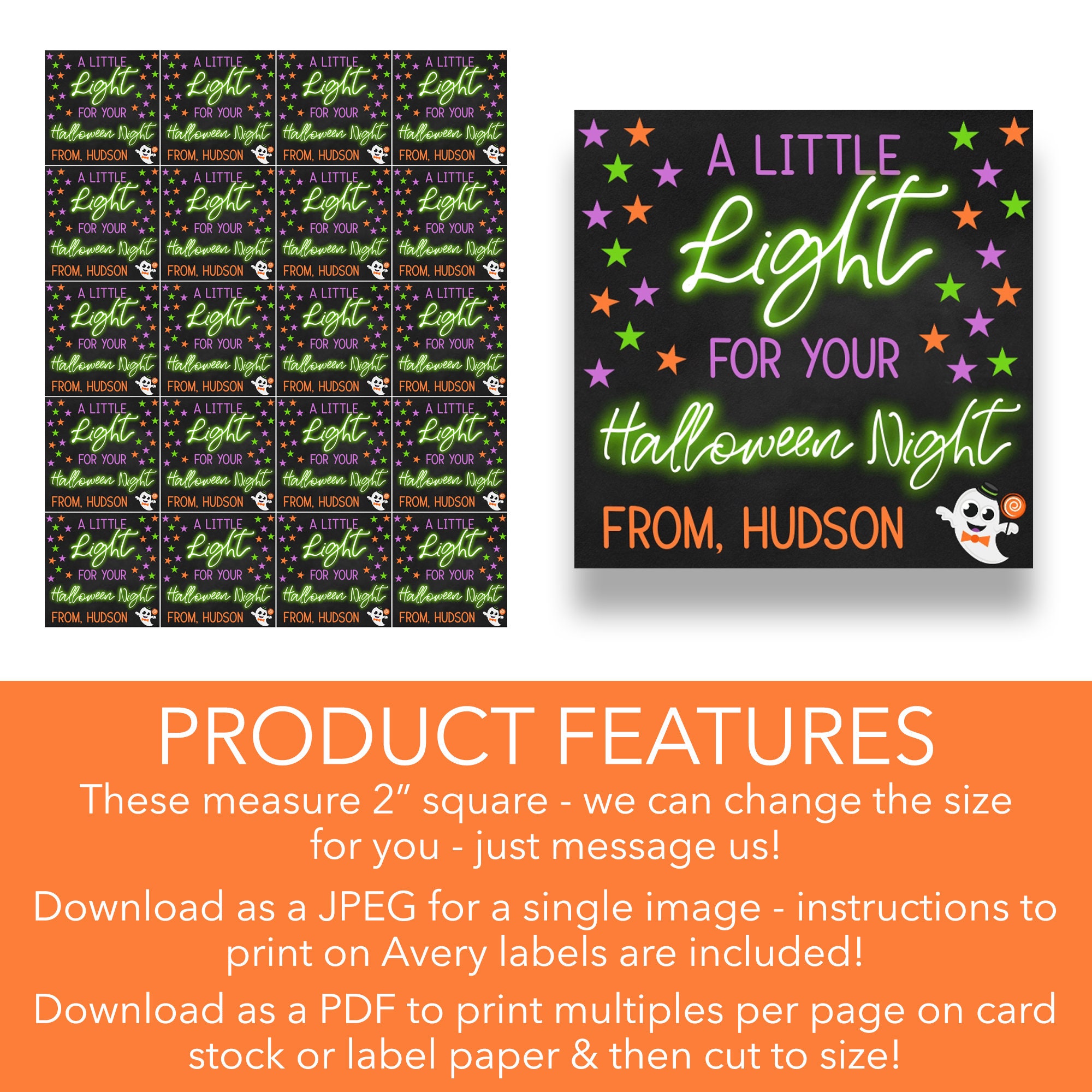 EDITABLE A Little Light for Your Halloween Night Treat Tag - Etsy