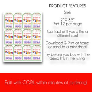 EDITABLE Bright It's Going to Be A Sweet School Year Treat Bag Tags ...