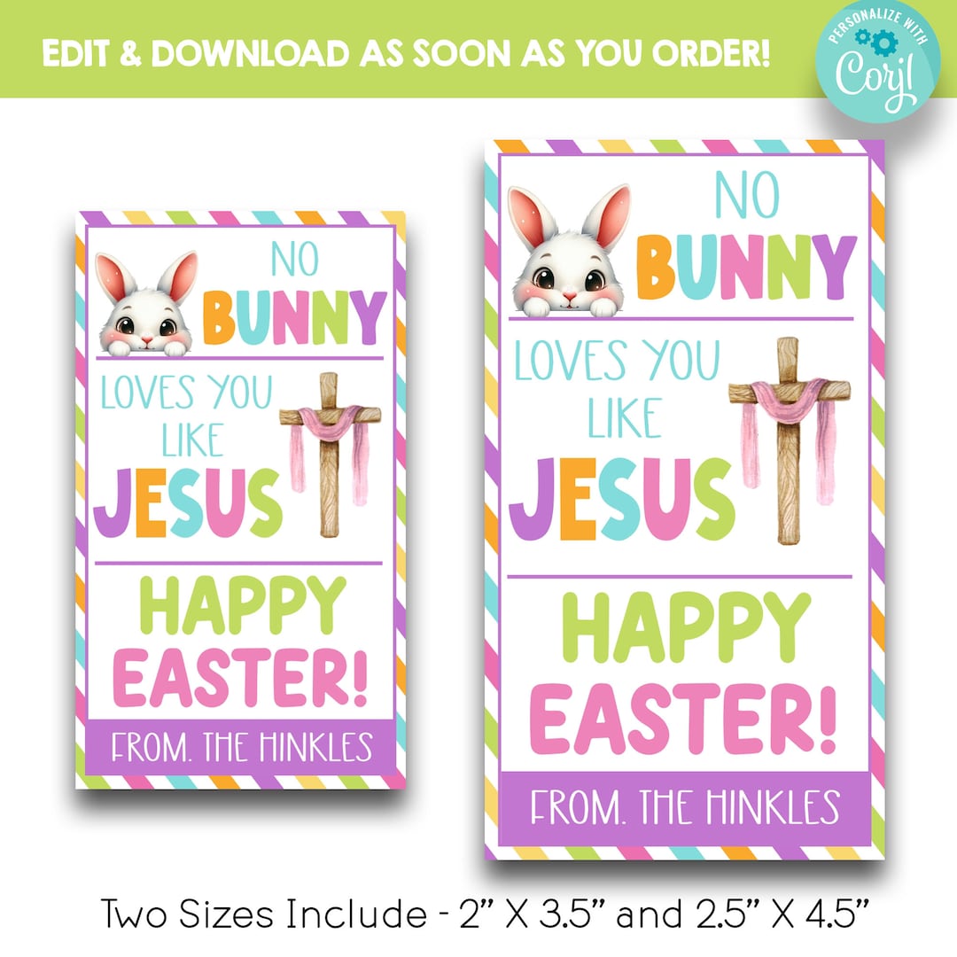 EDITABLE No Bunny Loves You Like Jesus Easter Gift Tags | Christian ...