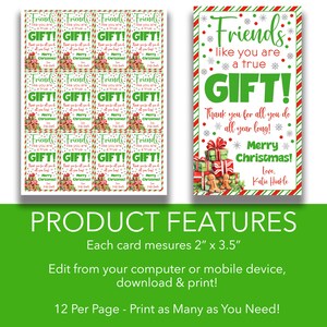 EDITABLE Christmas Gift Tag for Friends | Friends Like You Are a True ...