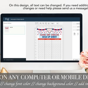 EDITABLE Baseball Snack Sign up Sheet | Game Day Snacks Sign up ...