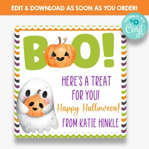 EDITABLE BOO Here's a Treat for You Halloween Treat Tag | Halloween ...