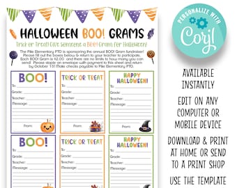 EDITABLE Boo Gram Fundraiser Flyer Template | Halloween Candy Gram PTO ...