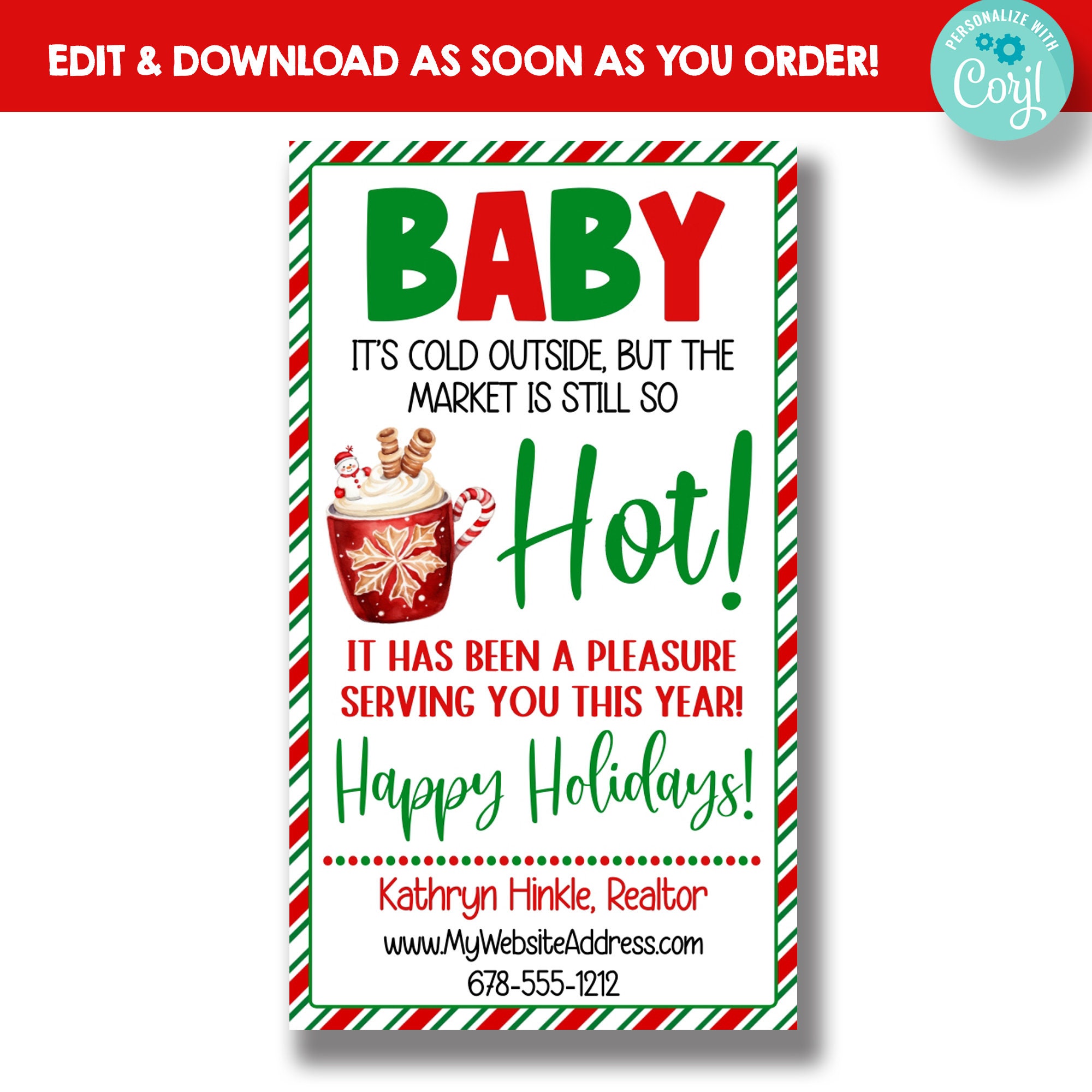 EDITABLE Real Estate Hot Chocolate Marketing Gift Tags | Baby It's Cold ...