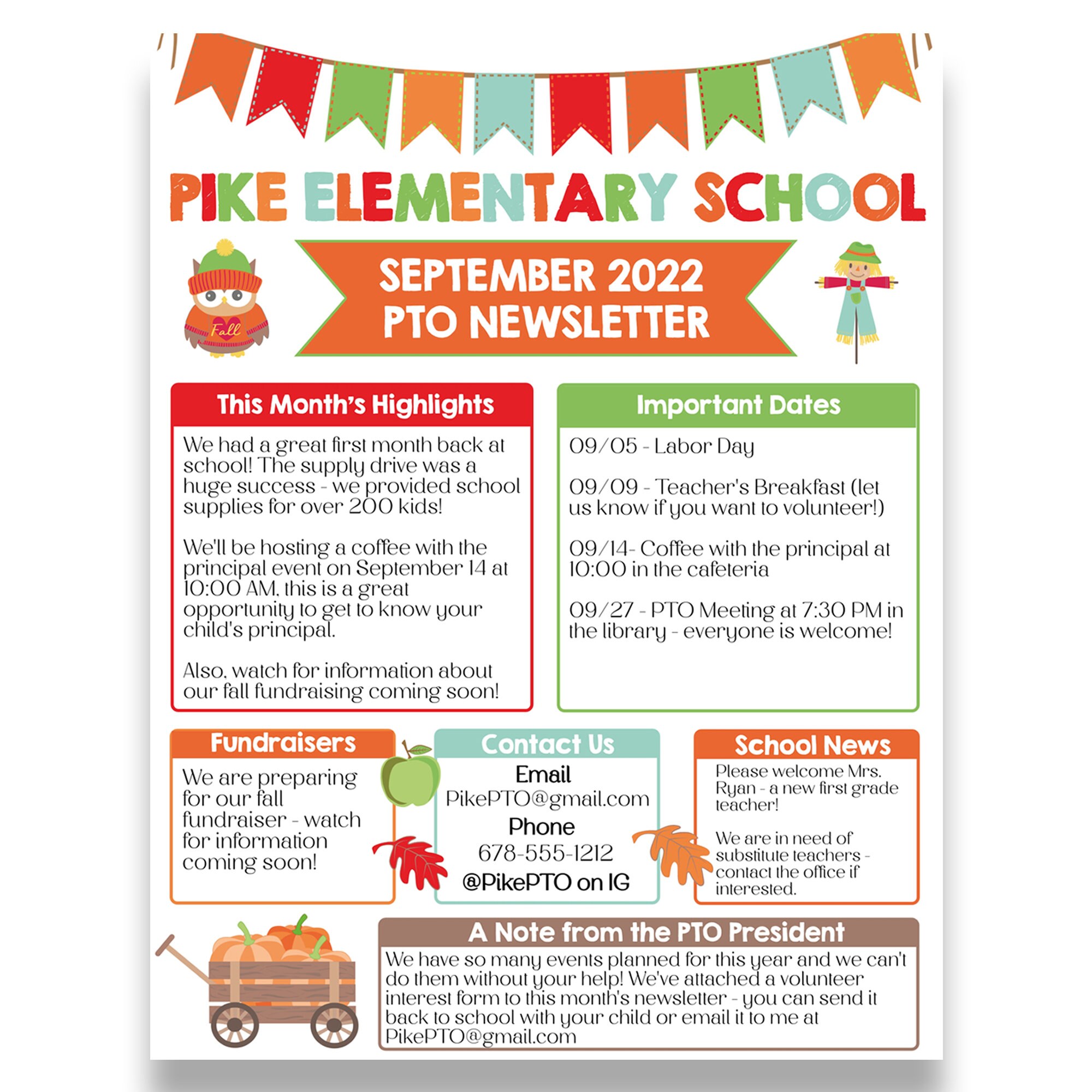 EDITABLE PTO School Newsletter September PTA Newsletter - Etsy