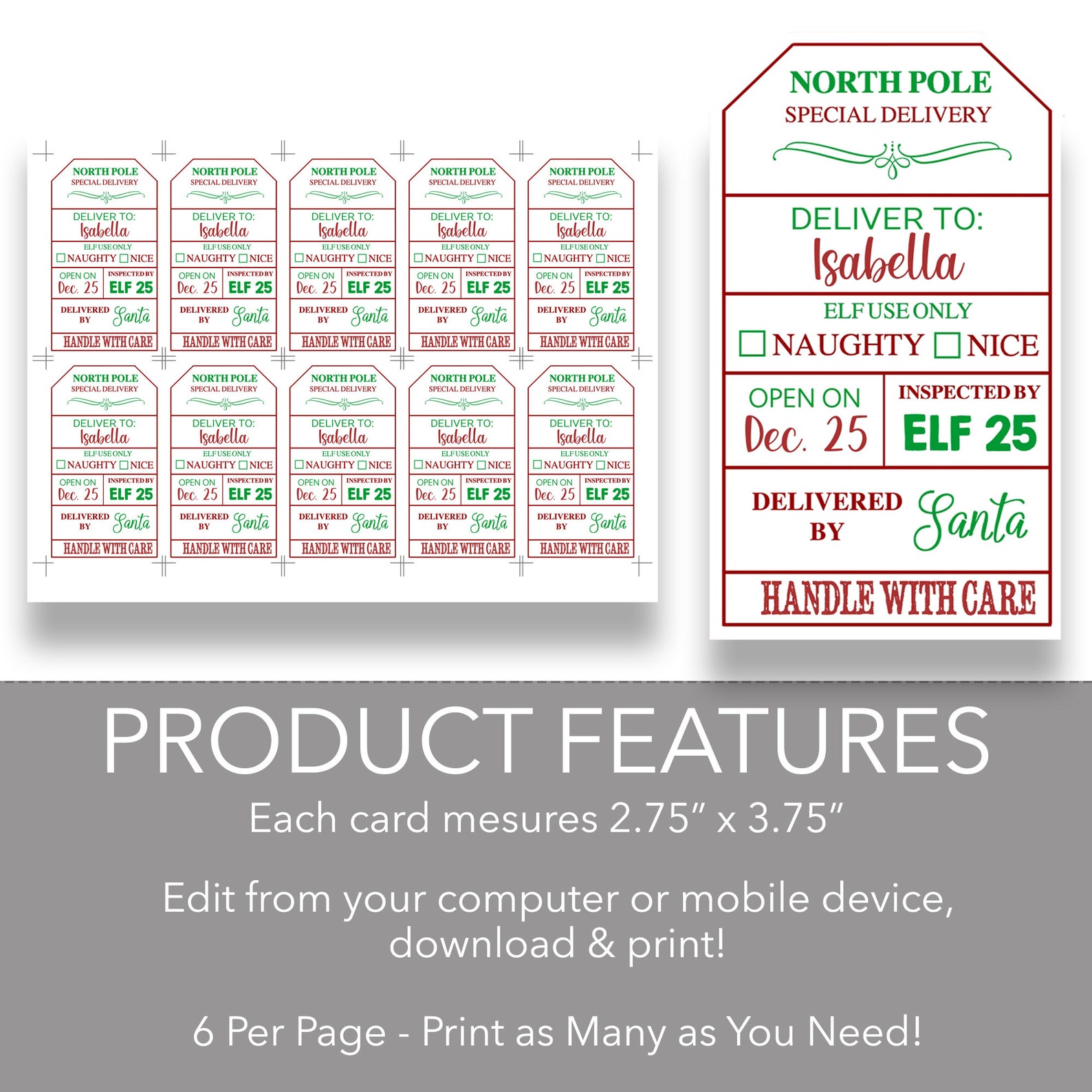 EDITABLE Santa Gift Tags | North Pole Santa Gift Tags for Kids ...