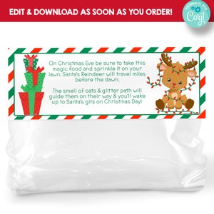 EDITABLE Reindeer Food Bag Topper | Magic Reindeer Food Christmas Tags ...