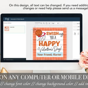 EDITABLE Basketball Valentine's Day Gift Tags | Swishing You a Happy ...