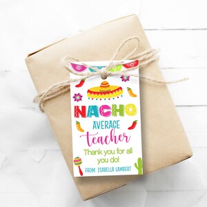 EDITABLE Nacho Average Teacher Thank You Tags | Teacher Appreciation ...