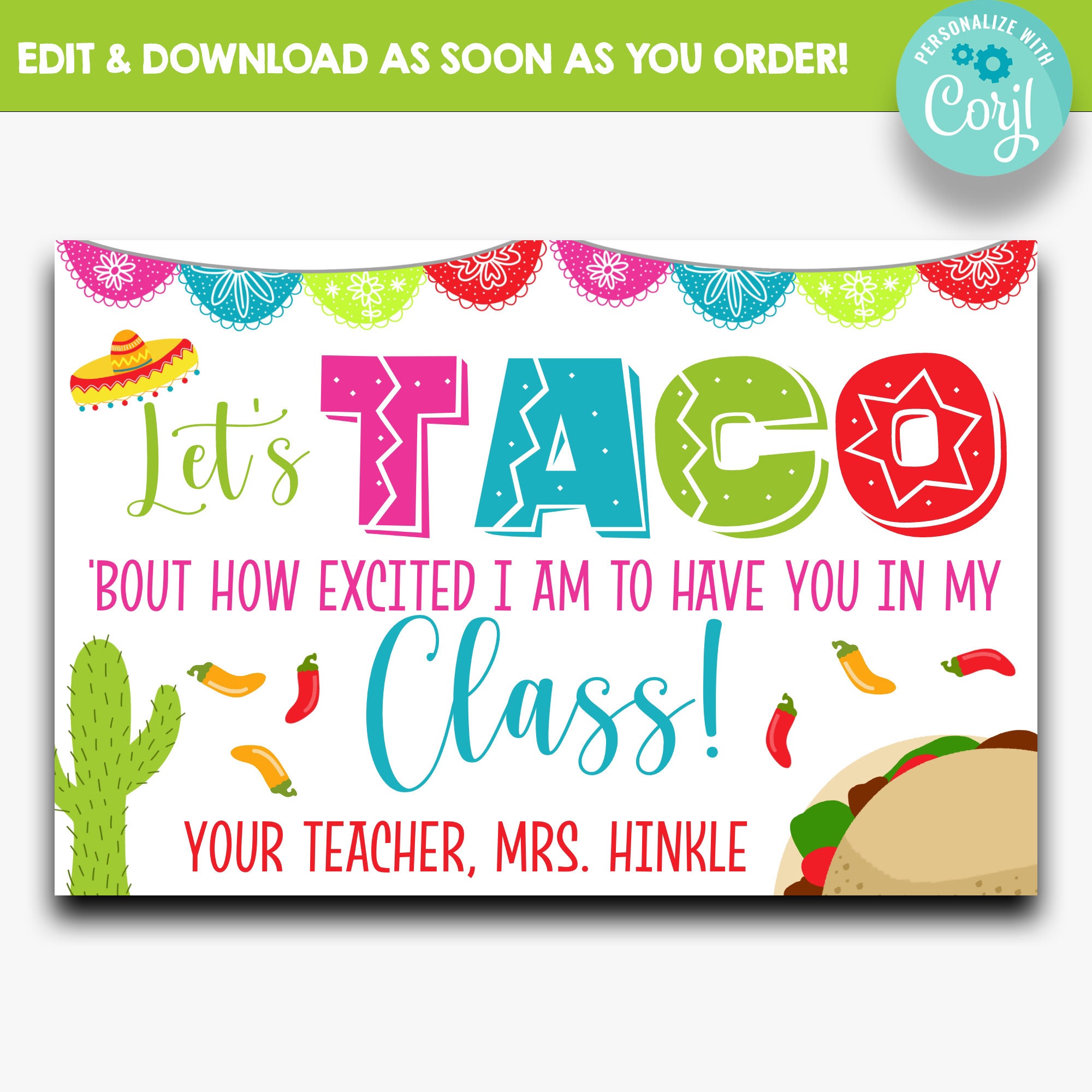 EDITABLE Let's Taco 'bout How Excited I Am to Have You - Etsy