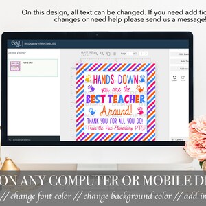 EDITABLE Hands Down You Are the Best Teacher Around Gift Tags ...