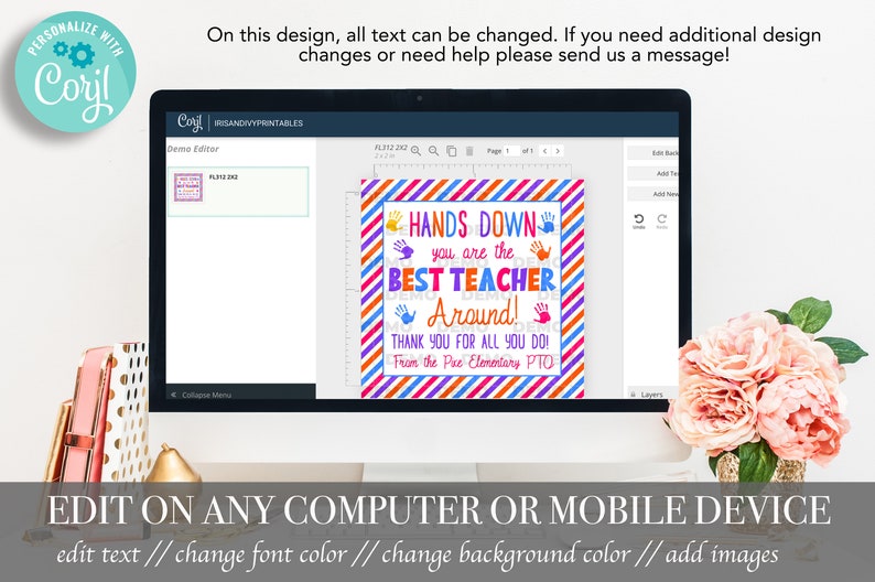 EDITABLE Hands Down You Are the Best Teacher Around Gift Tags - Etsy