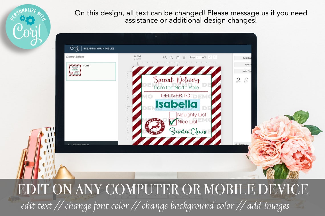 EDITABLE Square Santa Gift Tags North Pole Special Delivery - Etsy