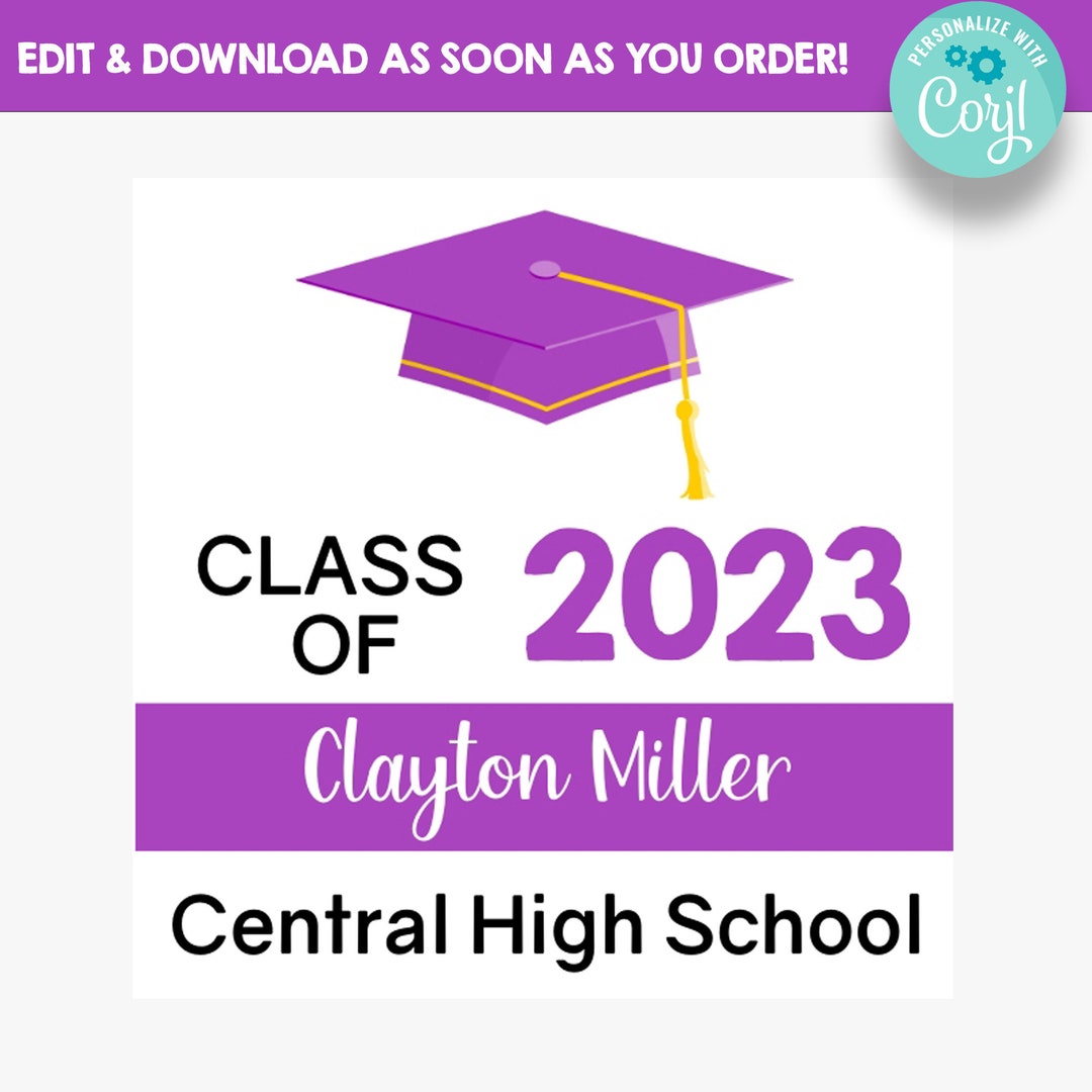 INSTANT DOWNLOAD - Editable/printable Square Purple Graduation Party ...