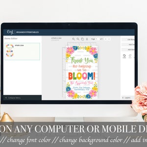 EDITABLE Thank You for Helping Us Bloom Teacher Appreciation Gift Tags ...