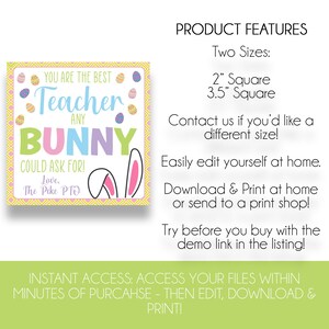 EDITABLE You Are the Best Teacher Any Bunny Could Ask for Easter Gift ...