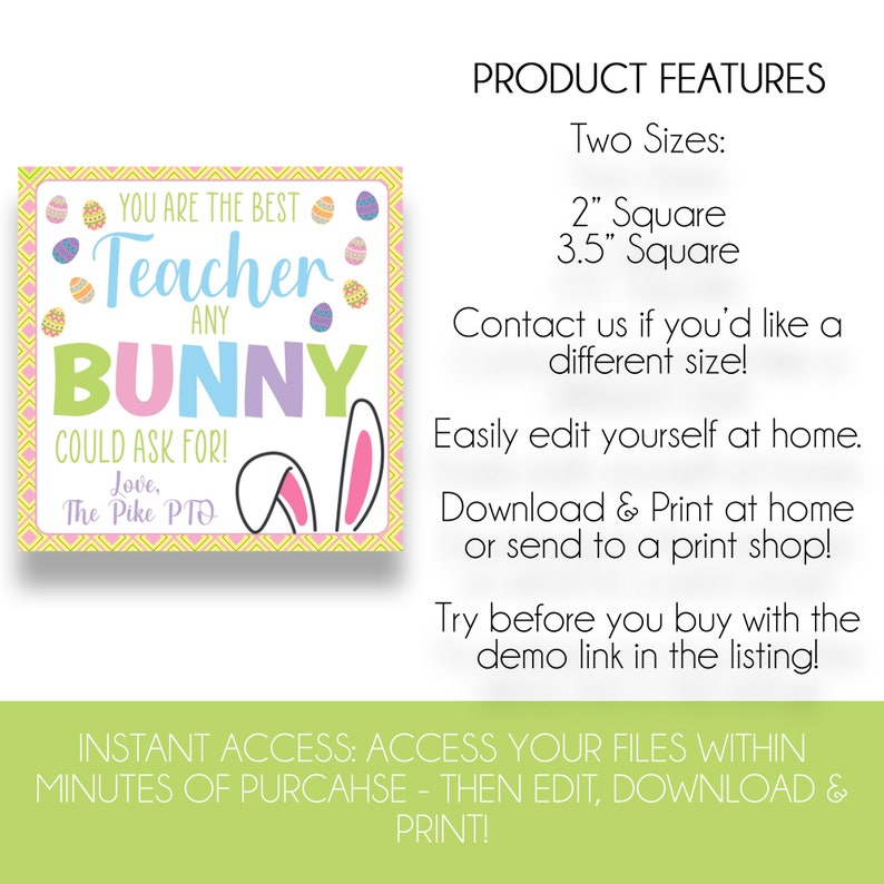 EDITABLE You Are the Best Teacher Any Bunny Could Ask for Easter Gift ...