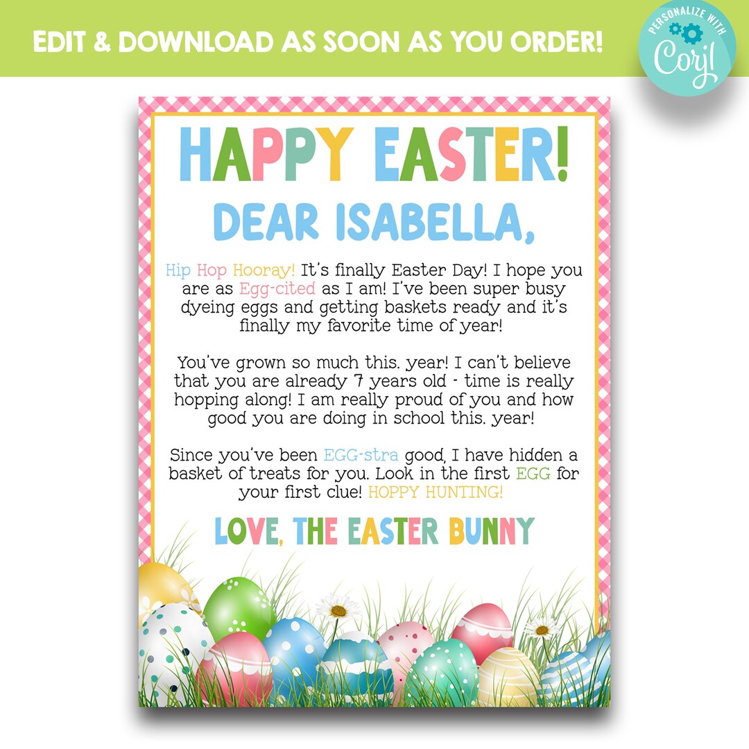 EDITABLE Letter From the Easter Bunny | Easter Scavenger Hunt Letter ...