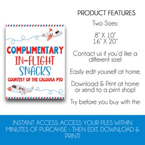EDITABLE Complimentary In-flight Snacks Sign | Travel Themed Teacher ...