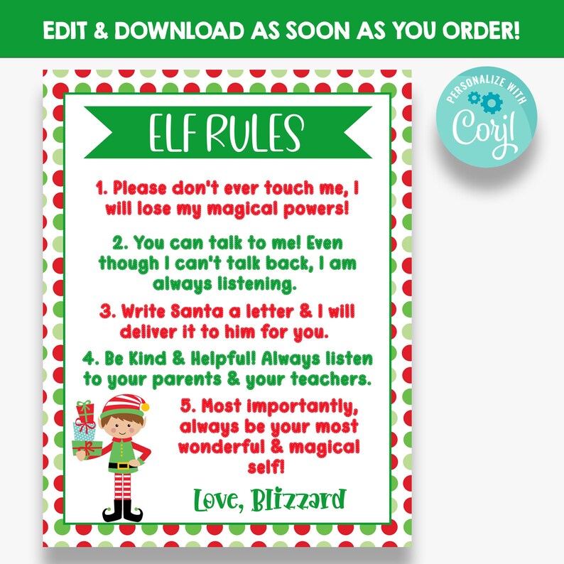 EDITABLE Boy Elf Hello I'm Back Christmas Set | Elf Welcome & Goodbye ...