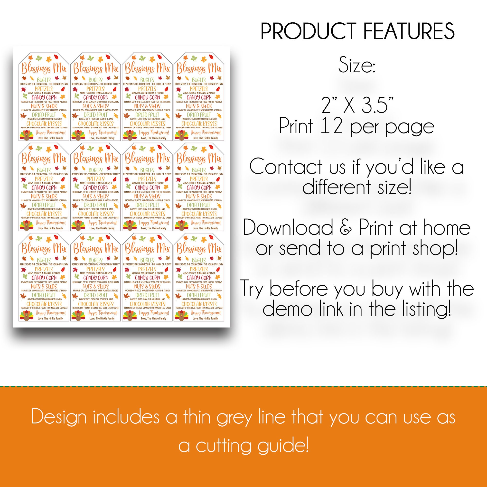 EDITABLE Thanksgiving Blessings Mix Gift Tags | Fall Blessing Mix Gift ...