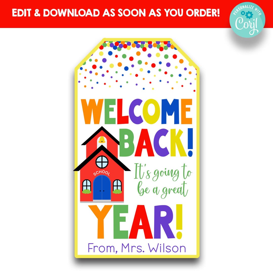 EDITABLE Bright Welcome Back to School Kid's Treat Bag Tags | First Day ...