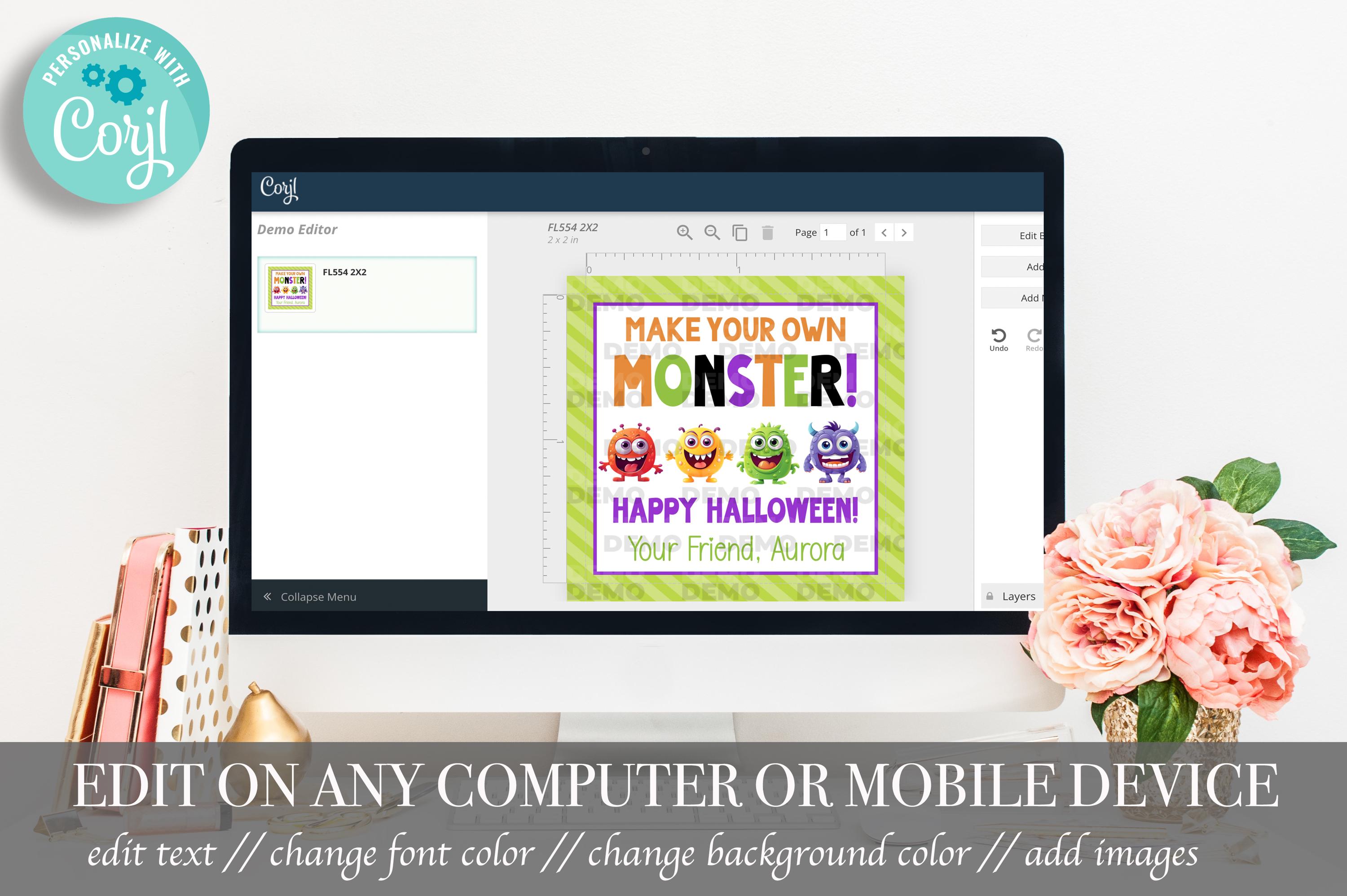 EDITABLE Make Your Own Monster Halloween Treat Bag Tags | Kid's Monster ...