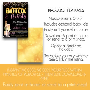 EDITABLE Botox Party Invitation | Botox & Bubbly Invite | Girls Botox ...