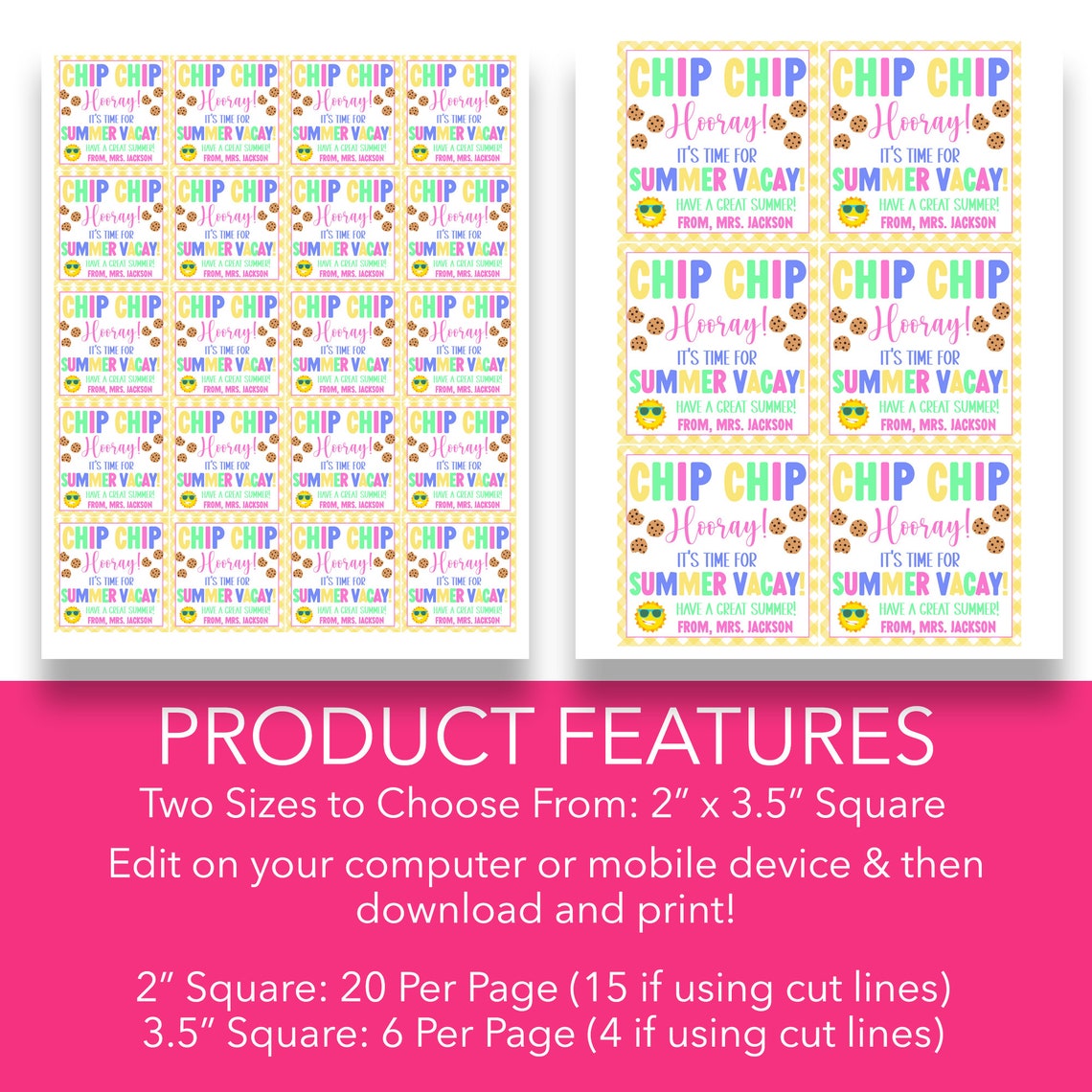 EDITABLE Chip Chip Hooray It's Time for Summer Vacay Gift - Etsy