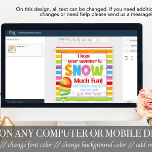 EDITABLE I Hope Your Summer is Snow Much Fun Square Treat Tag | End of ...